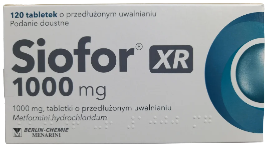 Siofor XR 1000 mg, tabletki o przedłużonym uwalnianiu, 1000 mg